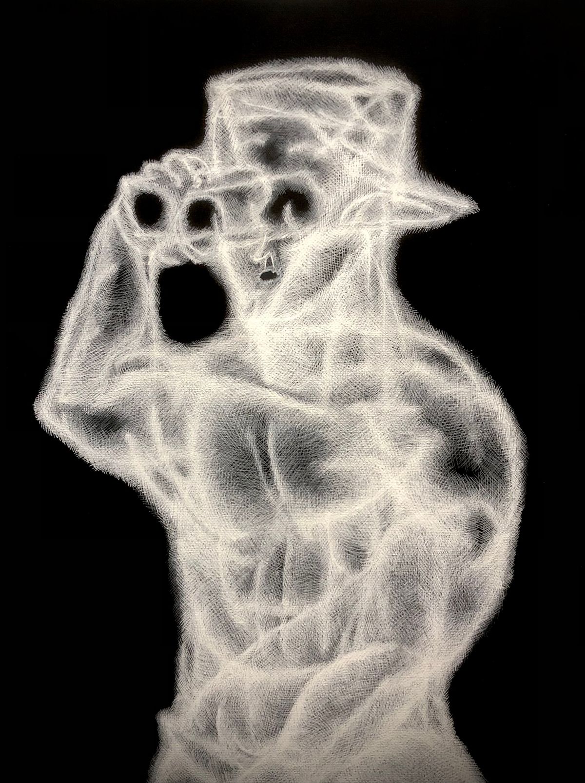 male watching the fires burning across the river — male, 2022 by Yu Lei ...