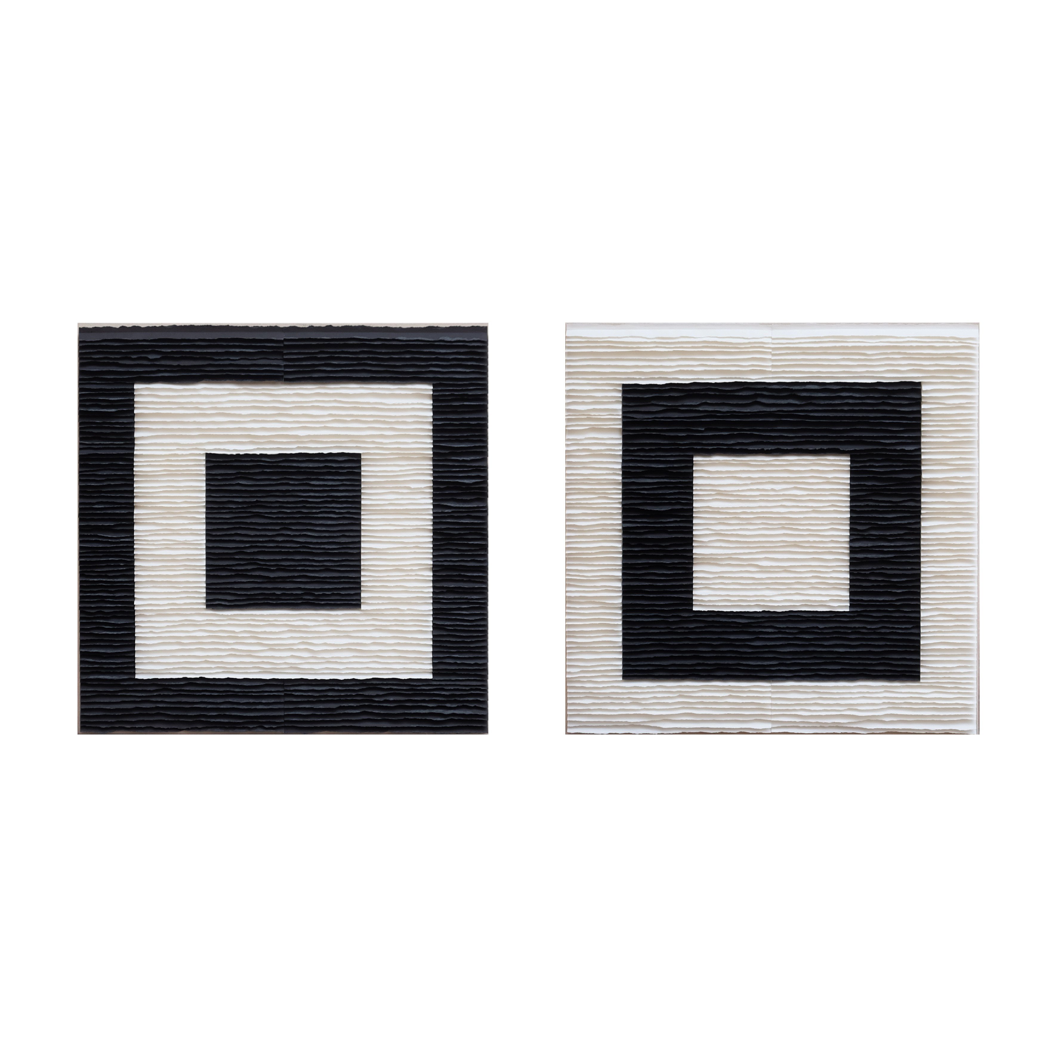 Two white and black structures on black and white. Diptych, 2023 by ...