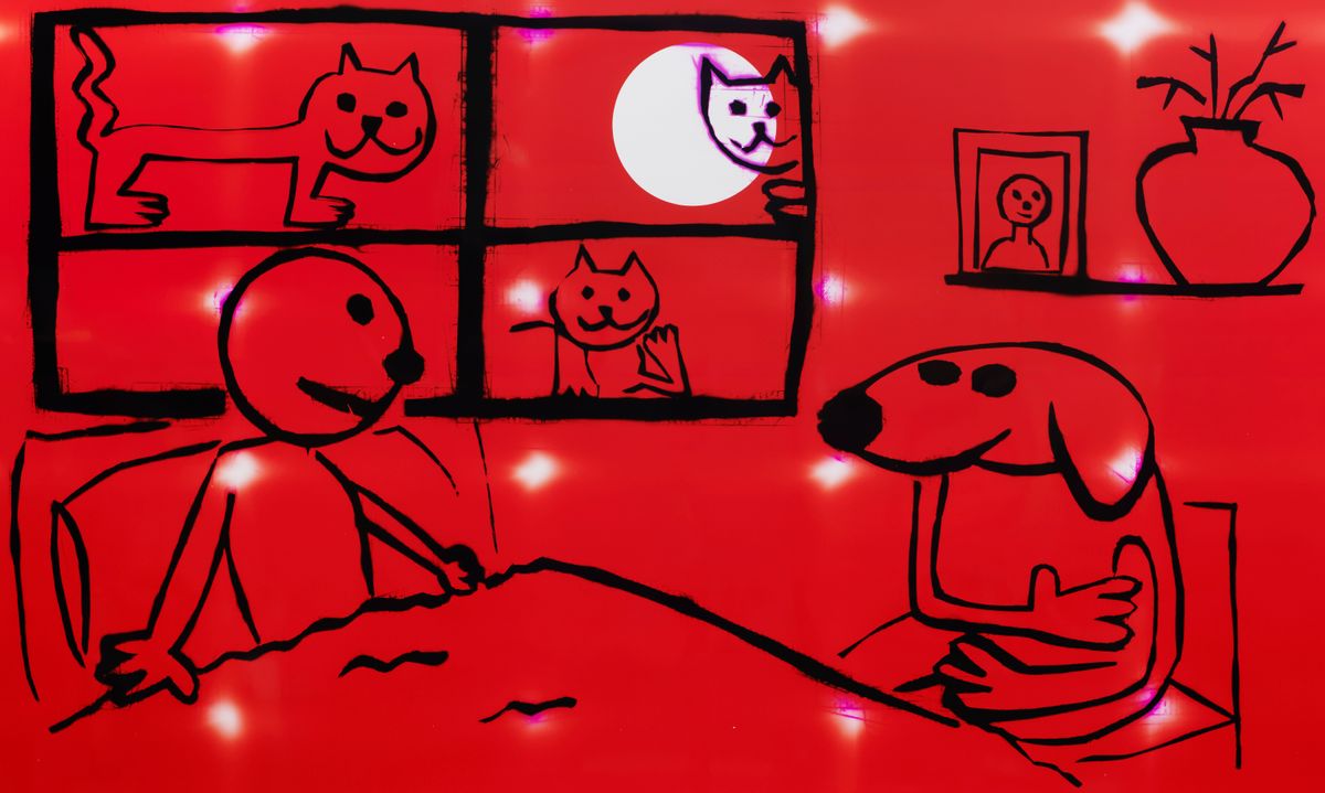 Dog saying I Like Cats, 2021 by Hadi Falapishi | Ocula