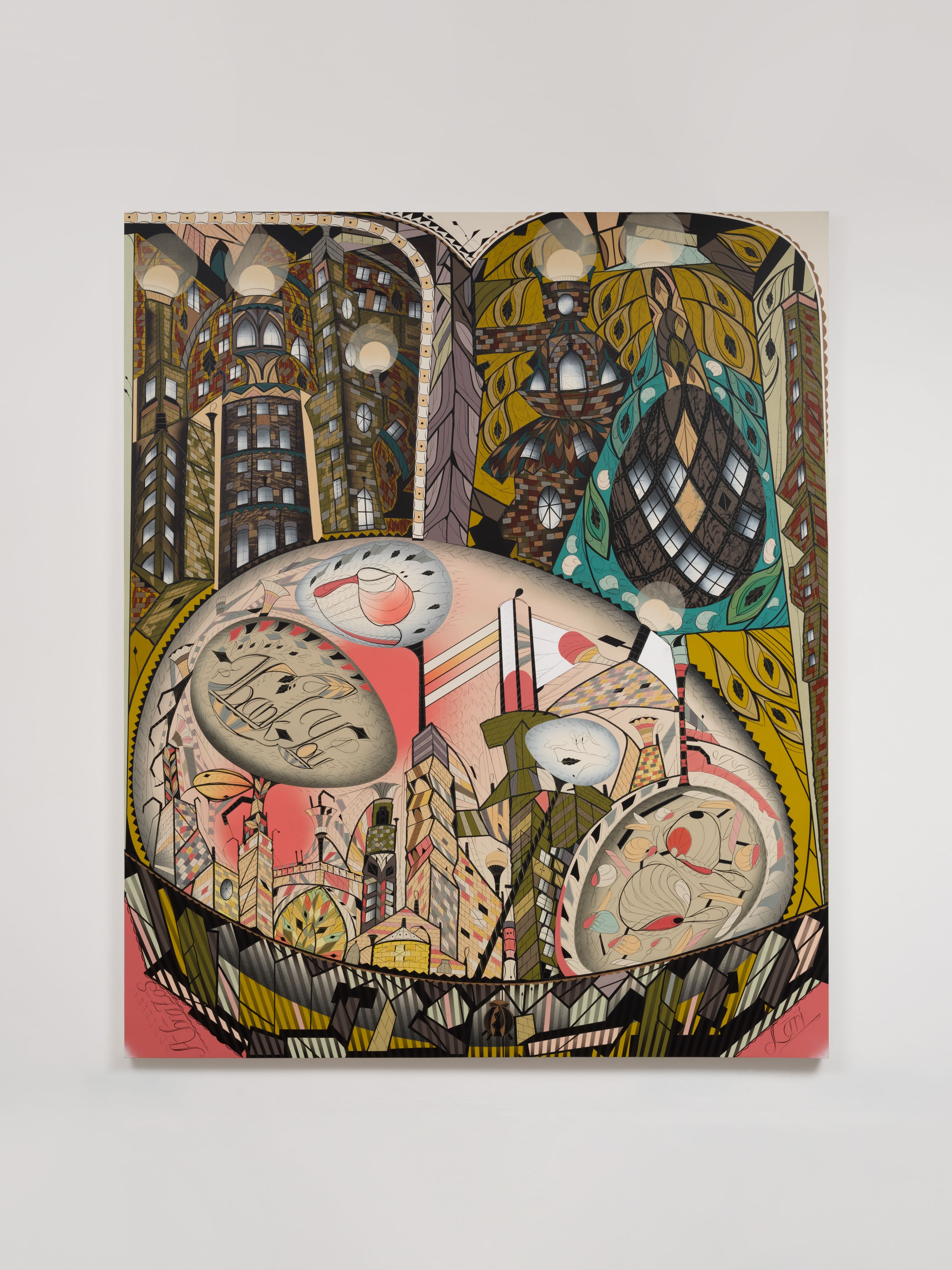 Sparkling City With Egg Monuments #4, 2023 by Lari Pittman, Acrylic and ...