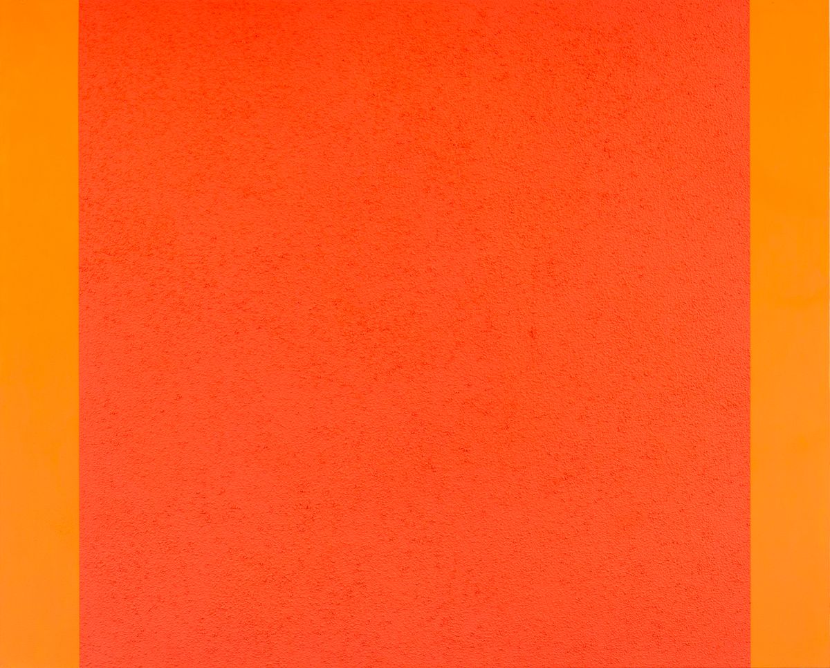 Red Cell with Orange Background, 1985 by Peter Halley, Fluorescent ...