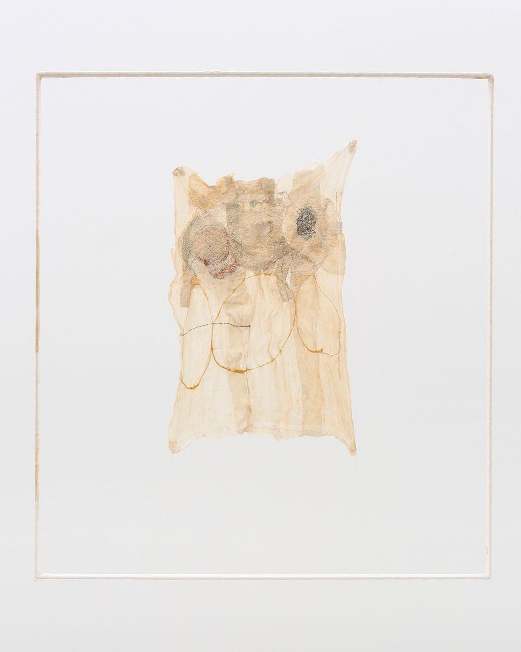 Moon and chrysalis 06, 2017 by Junko Oki, Linen, bandage, iron, beeswax ...