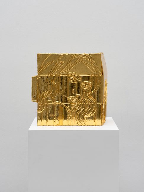 GIRLS IN WHITE AND GOLD, 2024 by Ghada Amer, Cast bronze with white ...