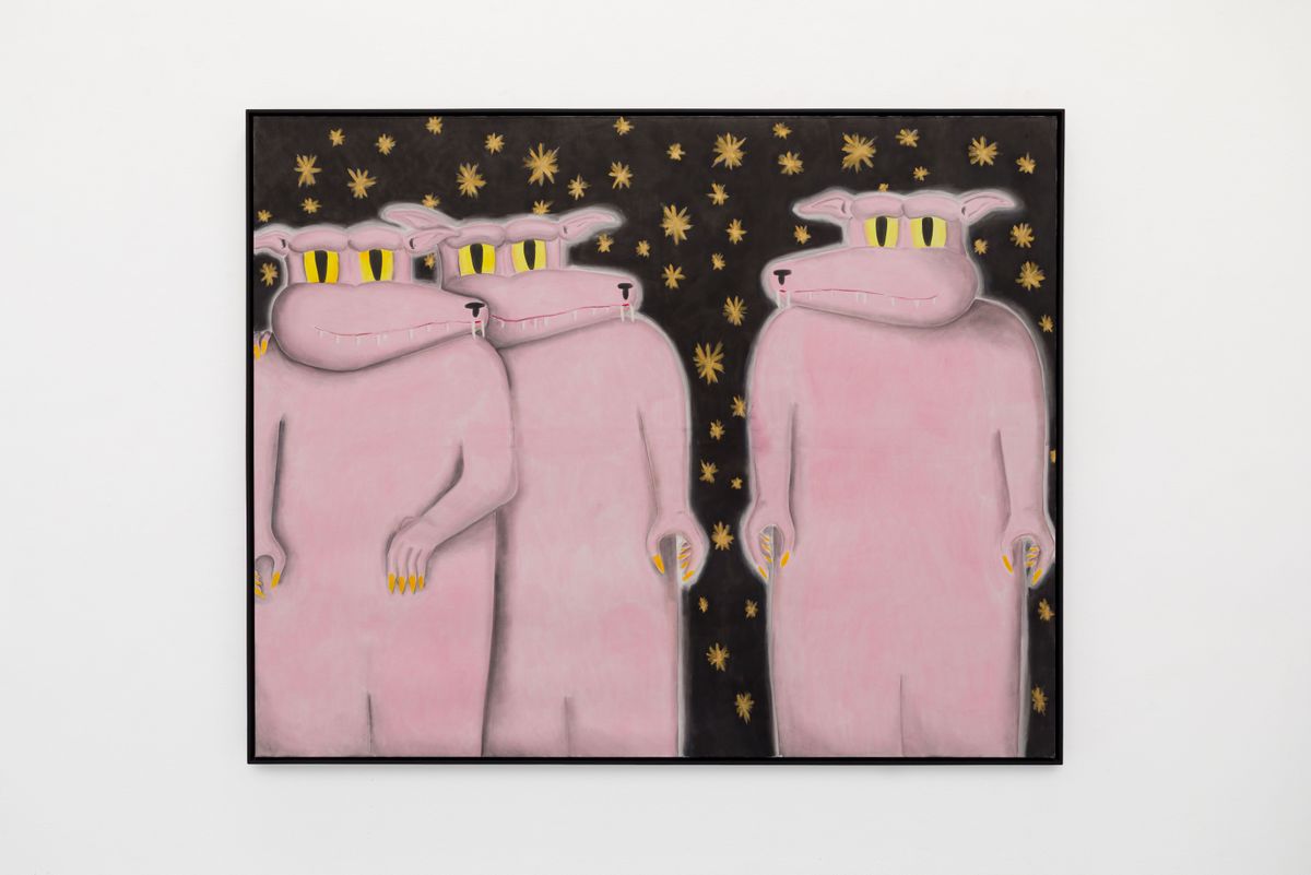 Three werewolves without hair meeting (with stars), 2024 by Andrew Sim ...