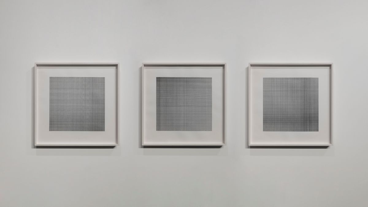 Triptych Grey Tide Grid Drawing: Pacific, 2009 by Jill Baroff | Ocula