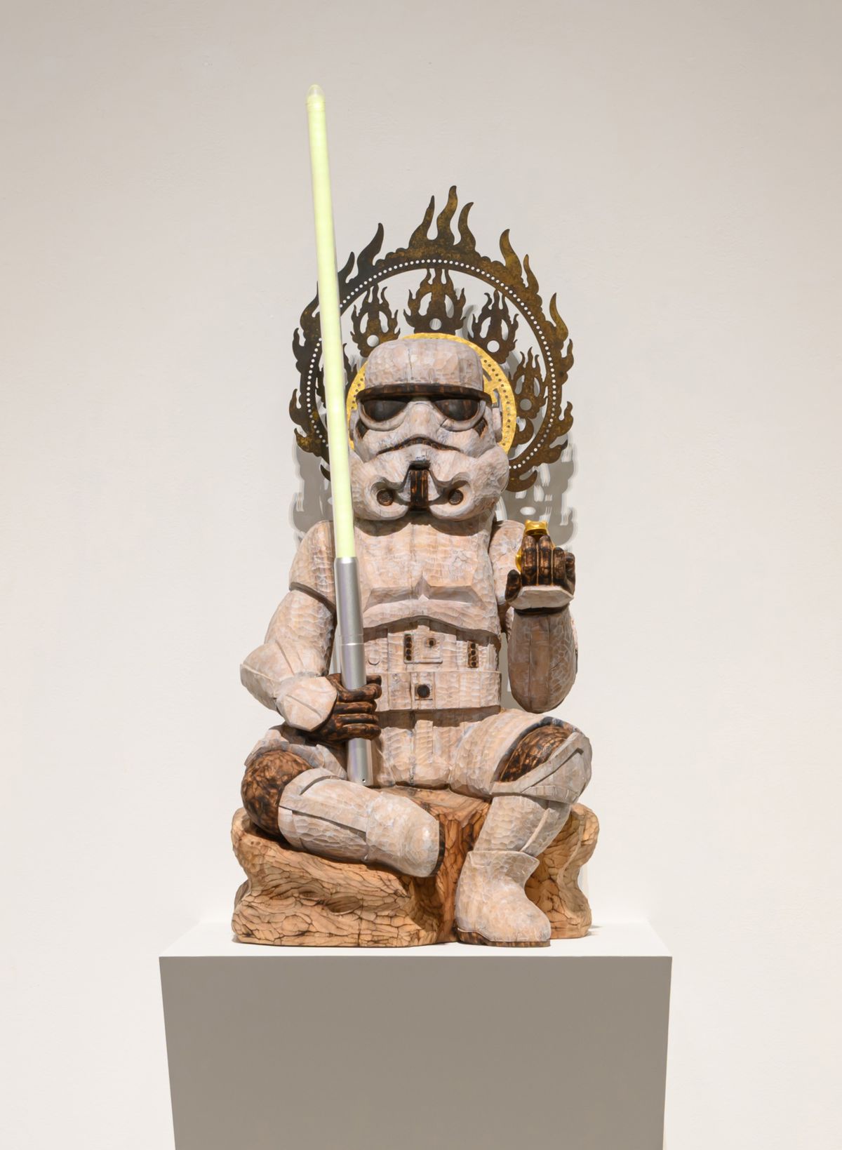 Stormtrooper Deva, 2021 by Yang Mao-Lin, Taiwan camphor, bronze, gold foil, mixed media, 106 x ...