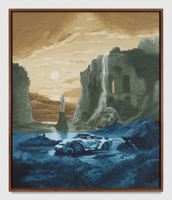 Waterfall and Venus Callipyge with destroyed Porsche 911, 2023 by ...
