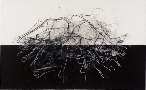 Figure and Ground, 2022 by Julie Rrap, charcoal pastel on watercolour ...