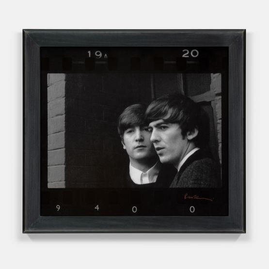 John and George during a photo shoot with Dezo Hoffmann, Paris, January ...