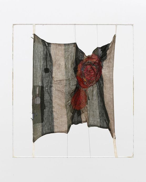 Moon and chrysalis 01, 2017 by Junko Oki, Cotton, bandage, iron ...